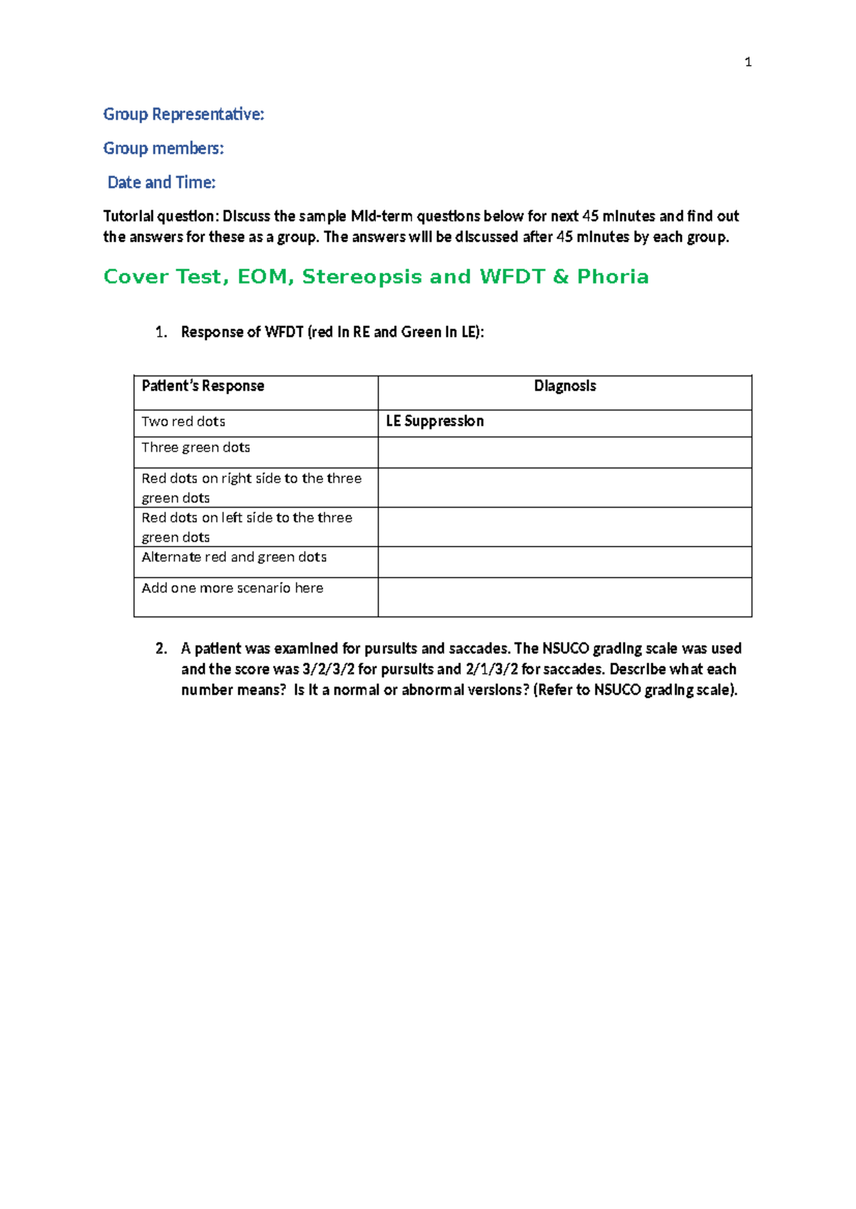 Tutorial Revision W3 - Group Representative: Group members: Date and Time: Tutorial question ...
