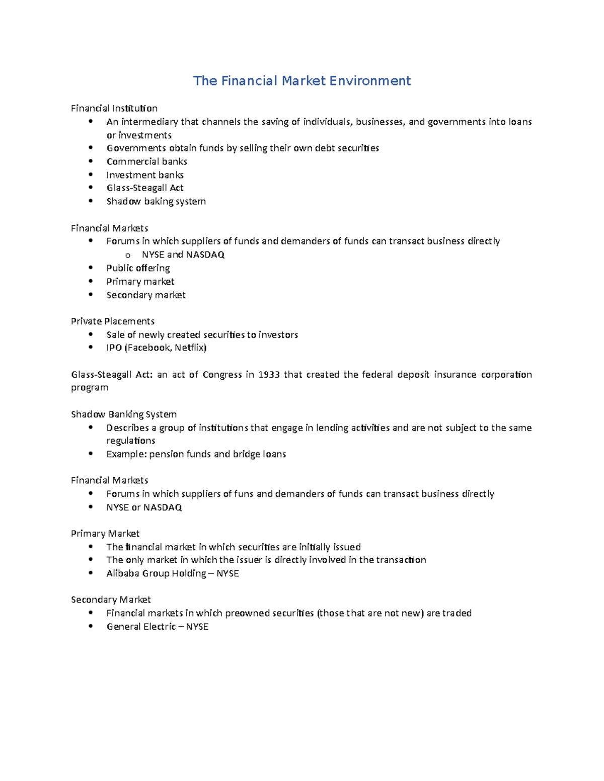 The Financial Market Environment - The Financial Market Environment ...