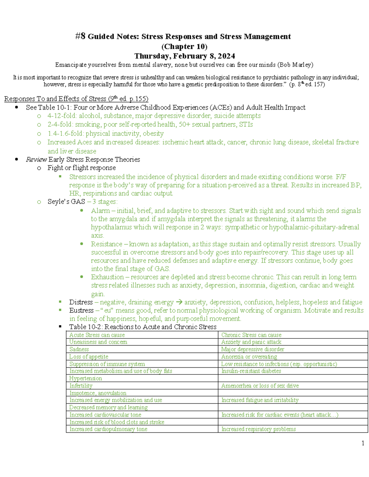 Guided Notes 8 - Lecture note on mental health - #8 Guided Notes ...
