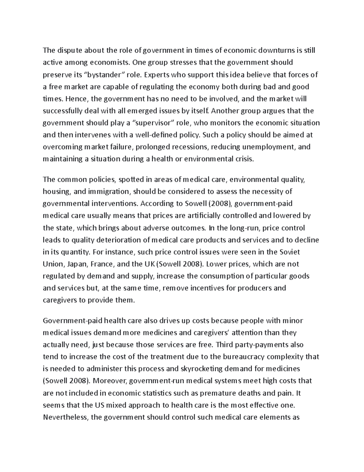 Negative economic consequences essay - The dispute about the role of ...