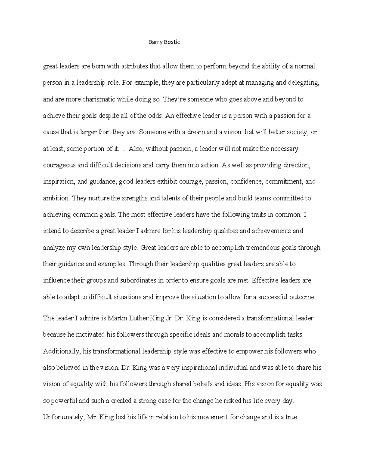 Leadership - human resources - Barry Bostic great leaders are born with ...