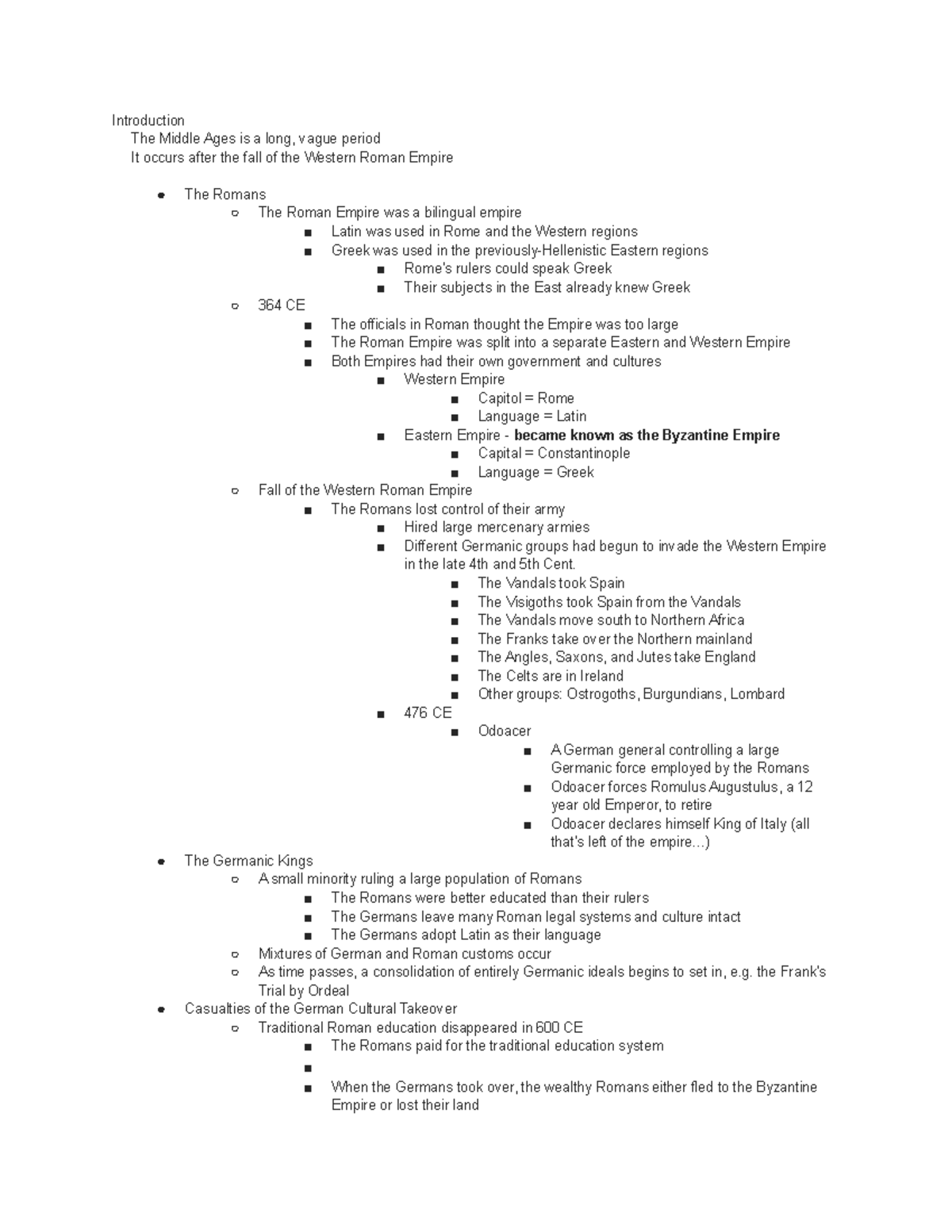 Early Medieval Europe Notes - Introduction The Middle Ages is a long ...