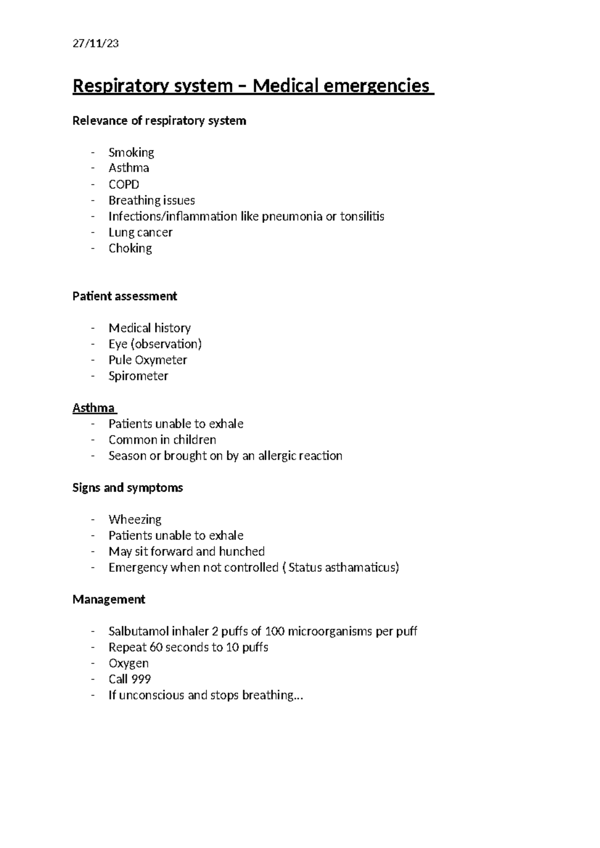 Medical Emergencies - Helpful OSCE resource - Respiratory system ...