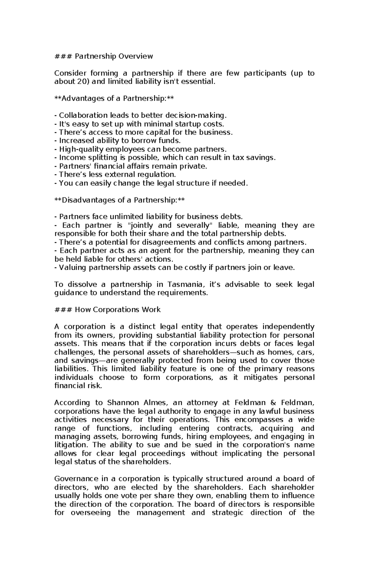 Partnership Overview - lecture - Partnership Overview Consider forming ...