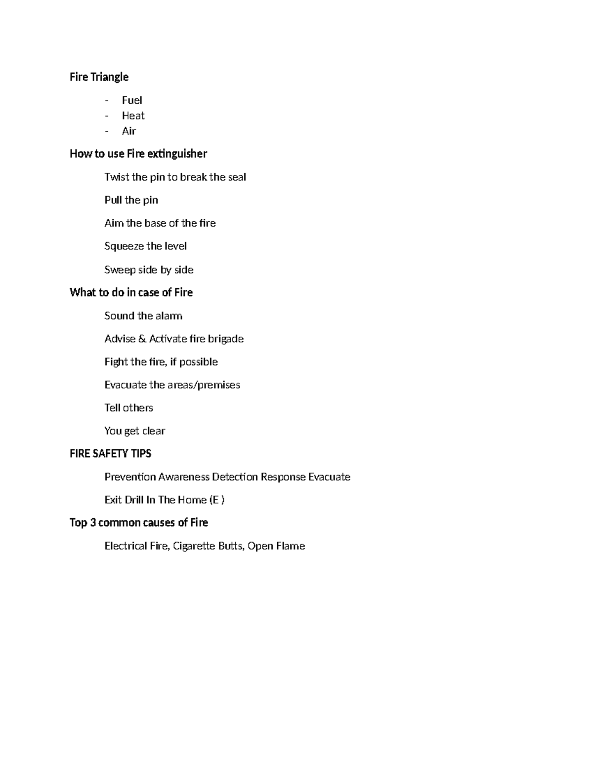 Nstpiinew Reviewer - Notes - Fire Triangle - Fuel - Heat - Air How to ...