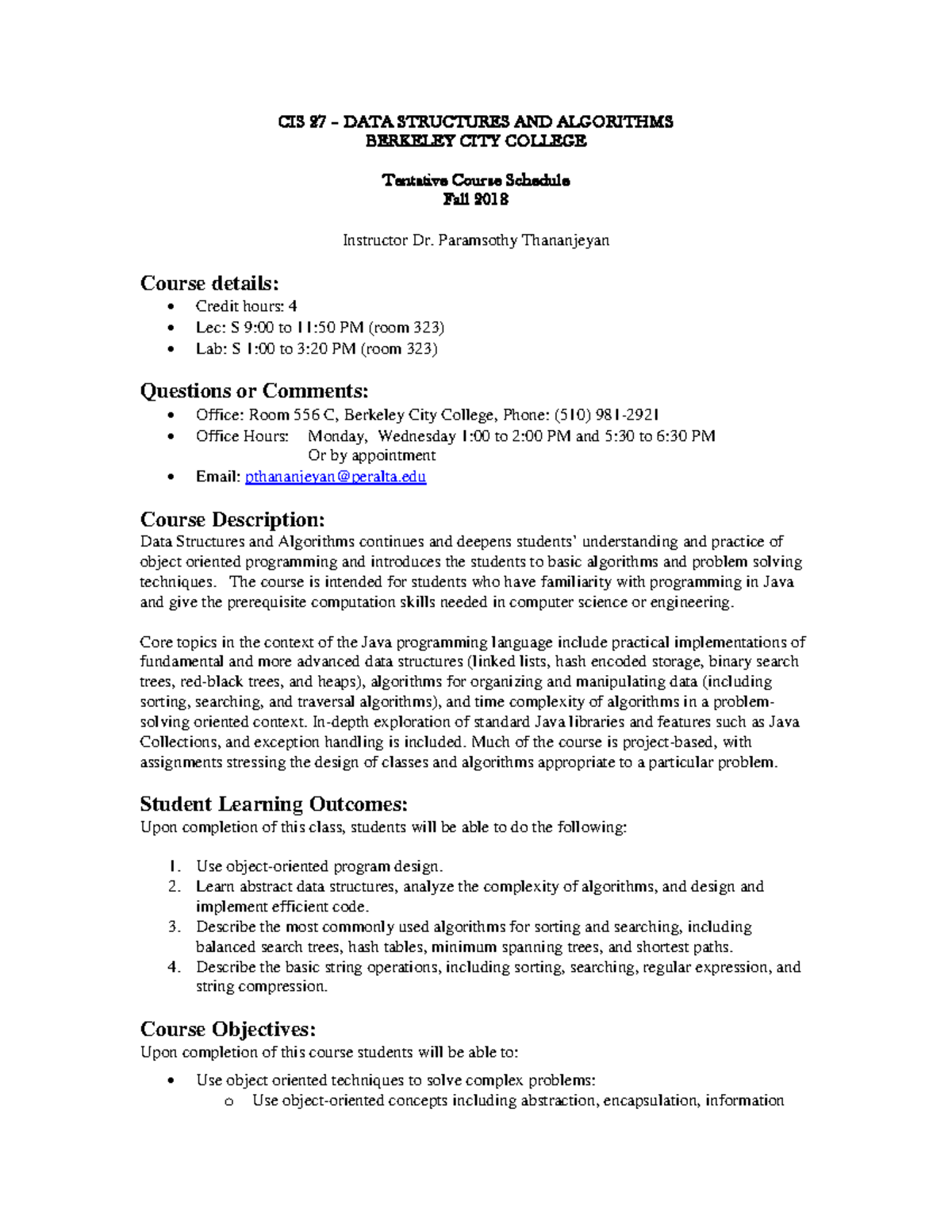 CIS 27 43841 Thananjeyan S18 - CIS 27 – DATA STRUCTURES AND ALGORITHMS ...