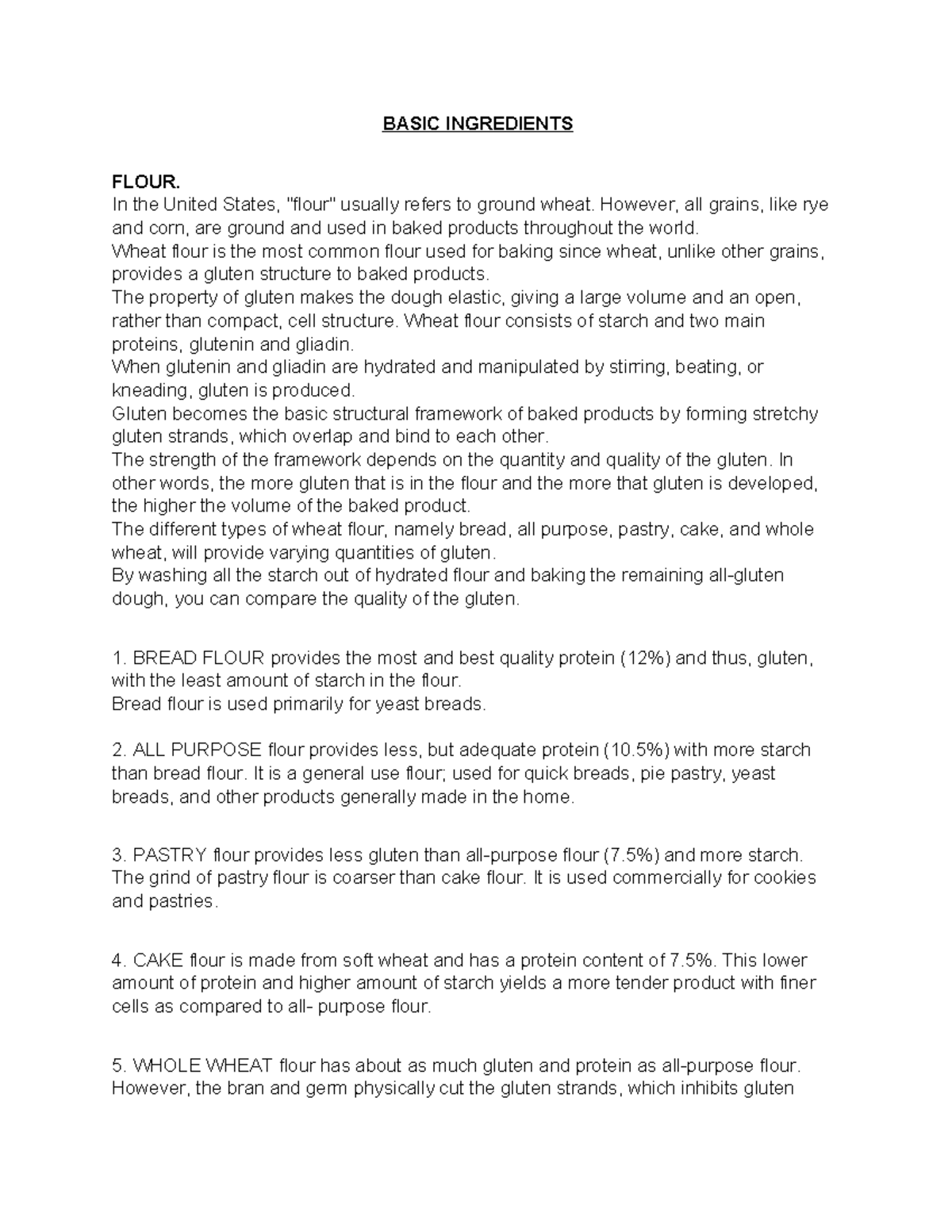 Basic Ingredient Lecture - Tagged - BASIC INGREDIENTS FLOUR. In the ...