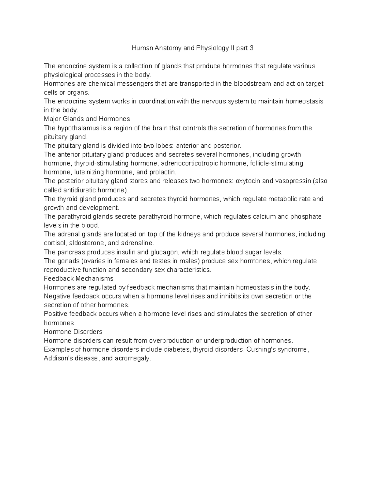 Human Anatomy and Physiology II part 3 - Hormones are chemical ...