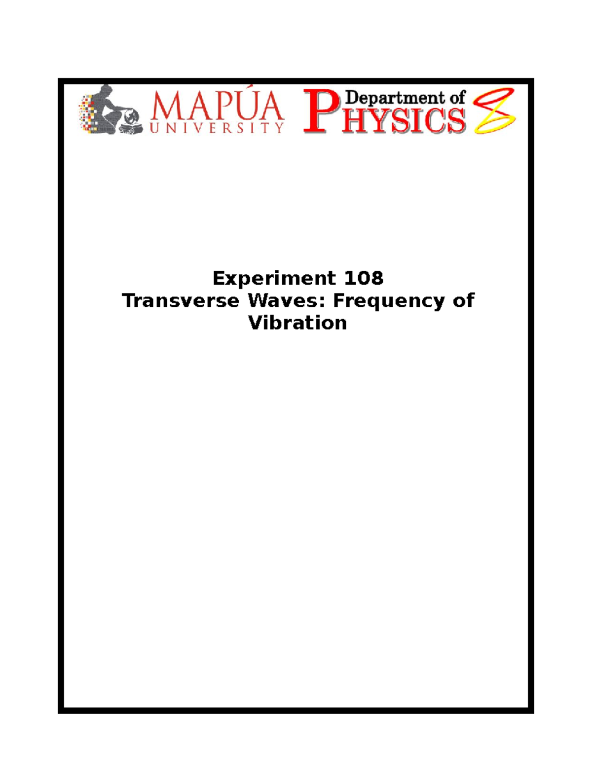 E108 Transverse Waves Frequency of Vibration - Experiment 108 ...
