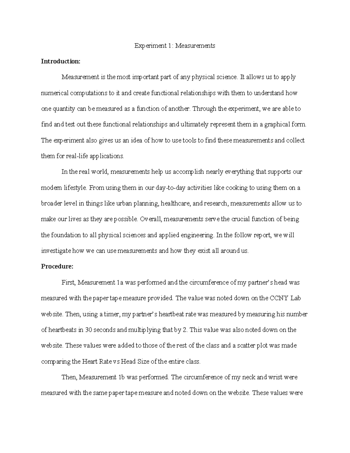 Lab 1 - Measurements - Experiment 1: Measurements Introduction ...
