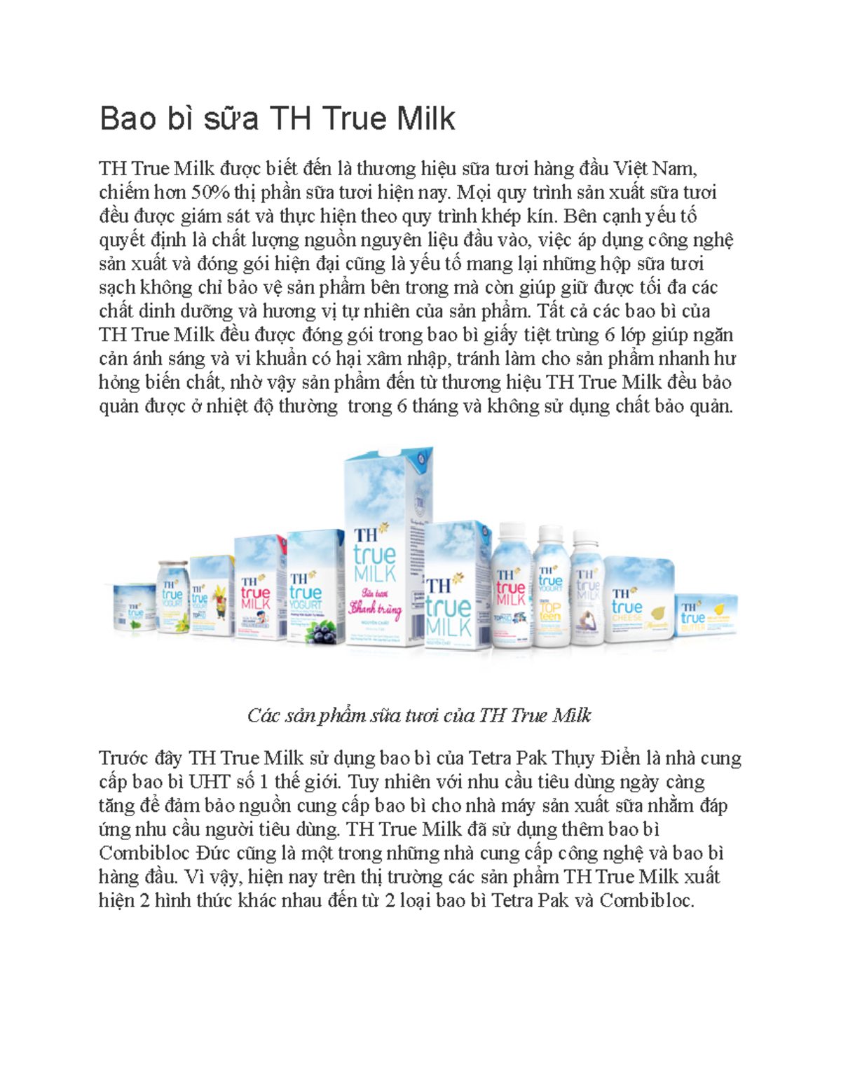 Bao bì sữa TH True Milk - Bao bì sữa TH True Milk TH True Milk được biết đến là thương hiệu sữa ...