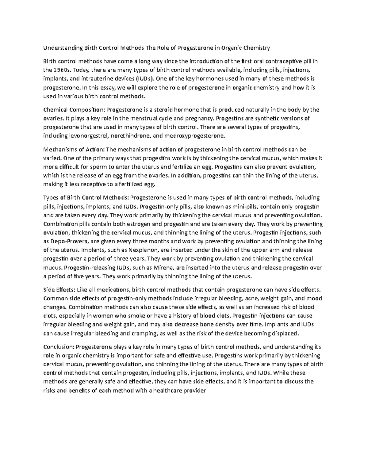 Understanding Birth Control Methods The Role of Progesterone in Organic ...