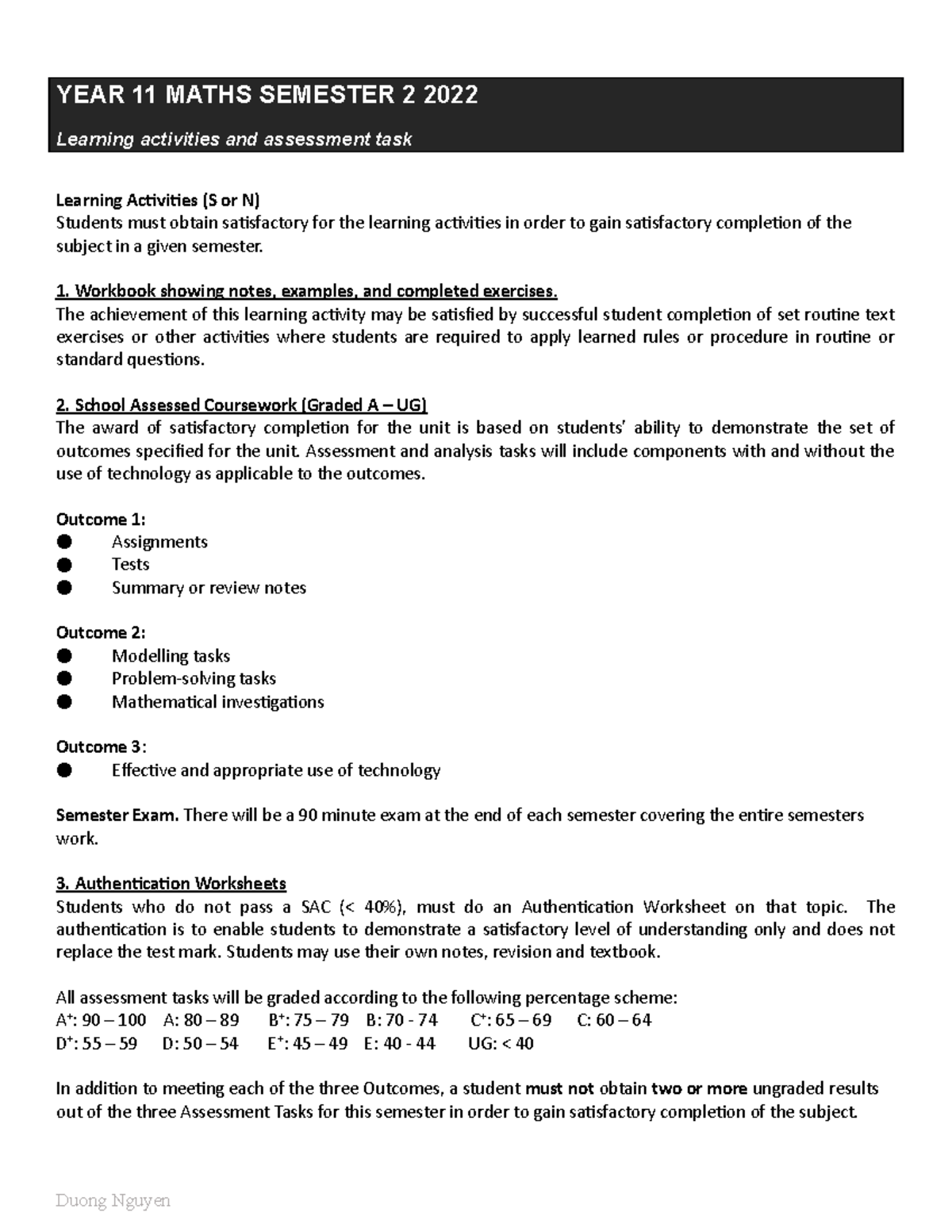 SWP Year 11 Maths Method Semester 2 2022 YEAR 11 MATHS SEMESTER 2