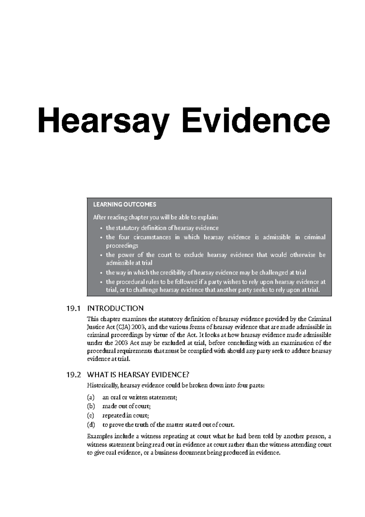 Hearsay Evidence - Textbook notes from criminal litigation and dispute ...