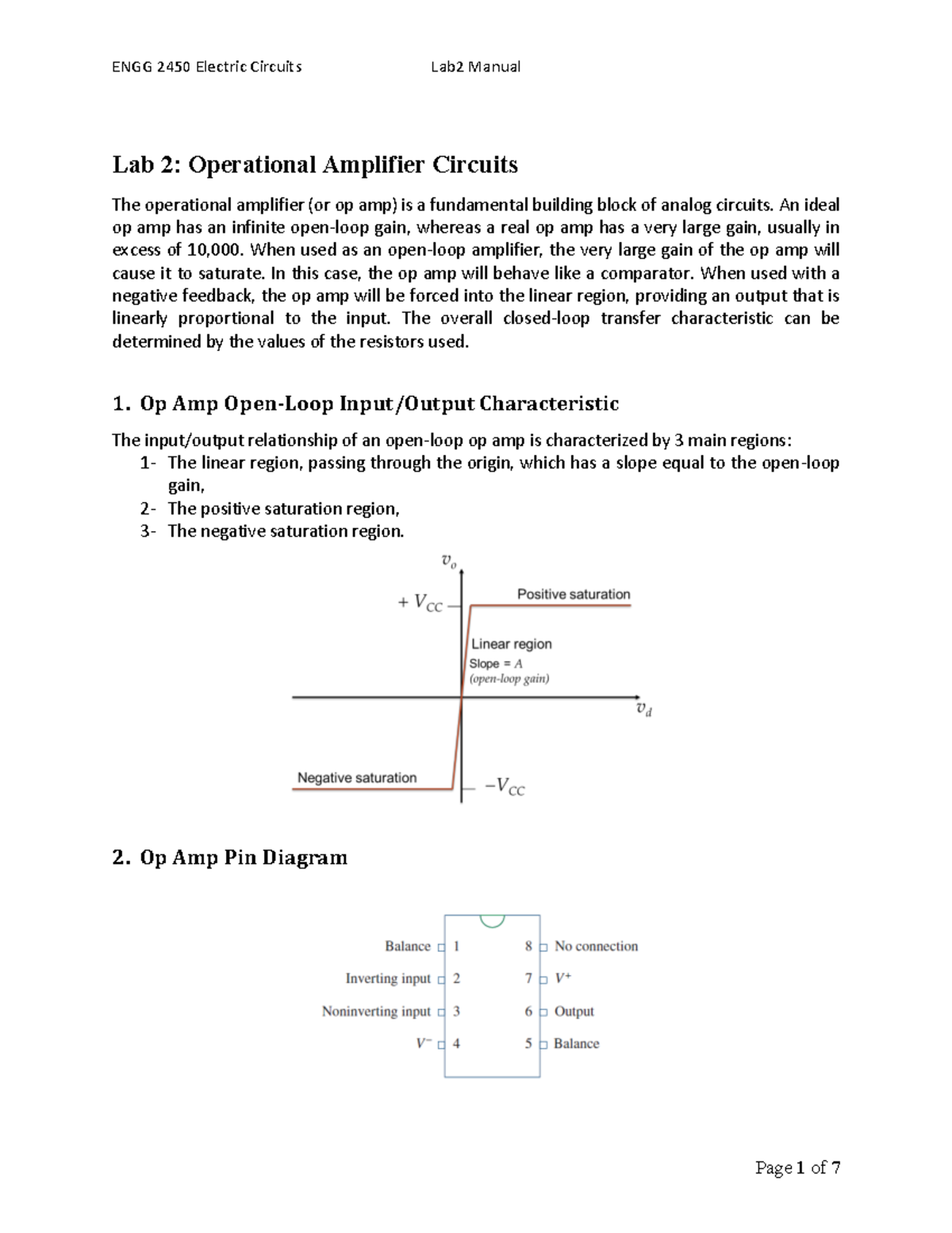 ENGG2450 Lab2 W22 - Lab 2 - Lab 2: Operational Amplifier Circuits The ...