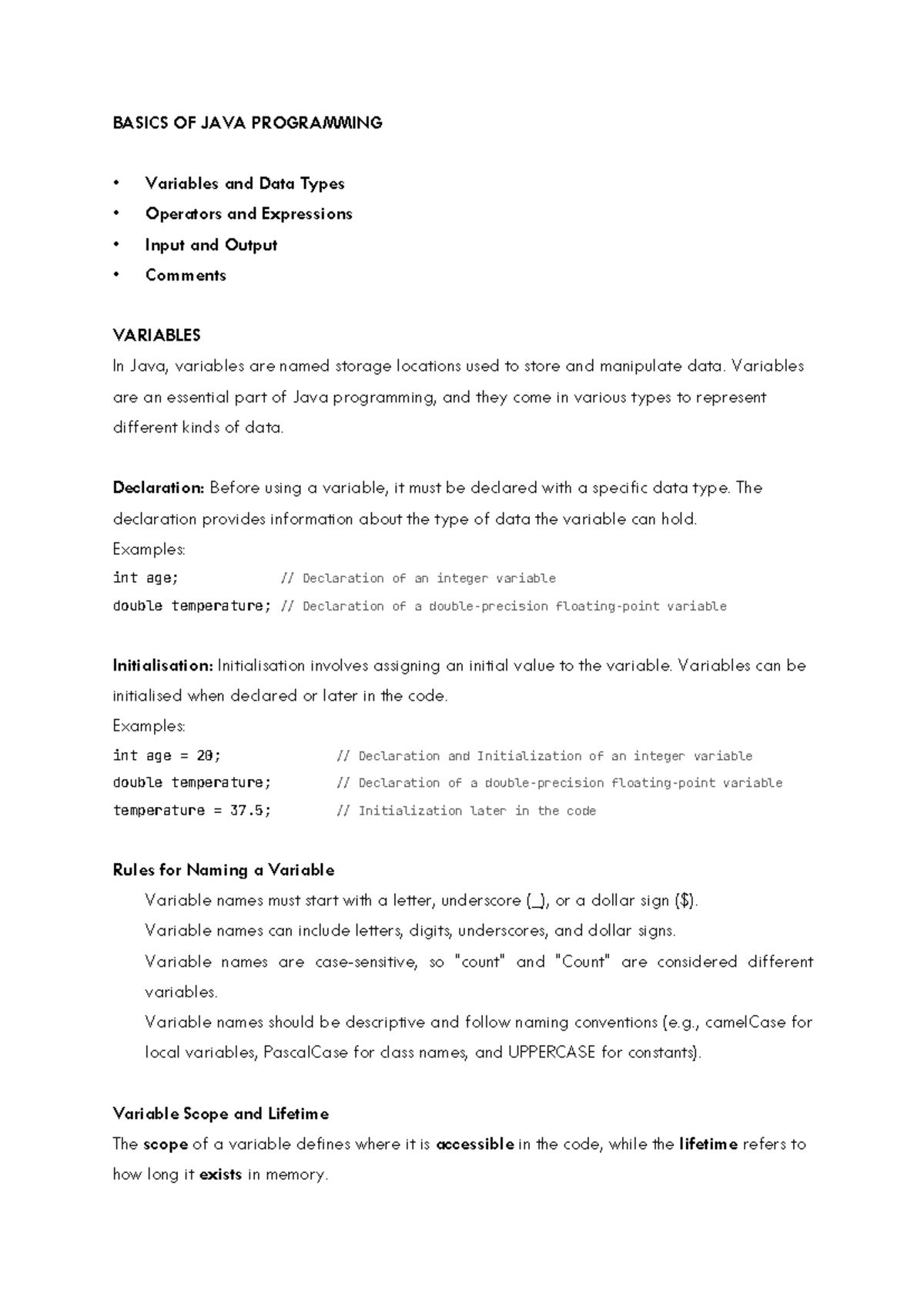 03 - CSC 202 - Basics of Java Programming - BASICS OF JAVA PROGRAMMING ...