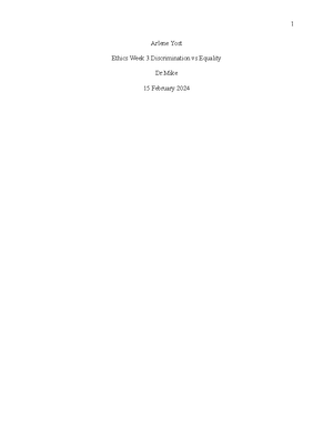 Case Study - n/a - 1 Arlene Yost Ethics Week 3 Case Study Dr 15 ...