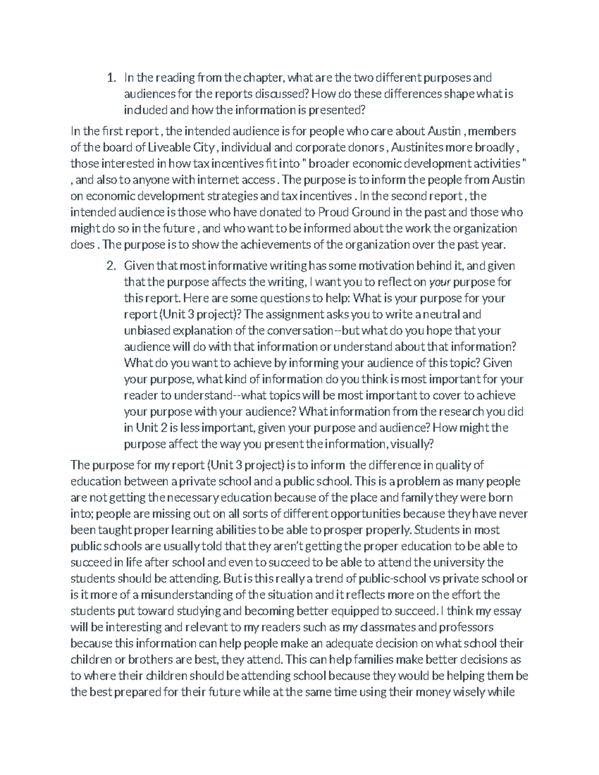 Mod. 3 Informing With a Purpose - Using Ch. 13 (Assignment) - In the reading from the chapter ...