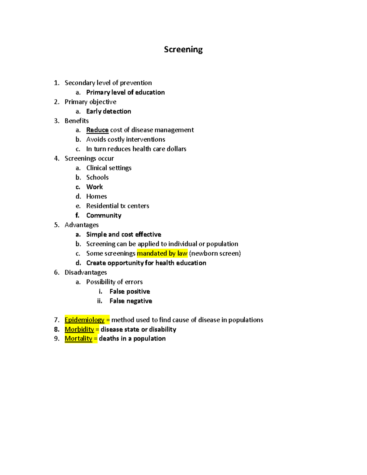 Class Notes for Screening Education student - Screening Secondary level ...