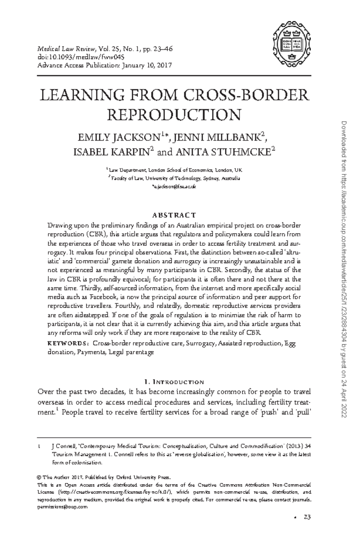 Learning FROM Cross- Border - LEARNING FROM CROSS-BORDER REPRODUCTION ...