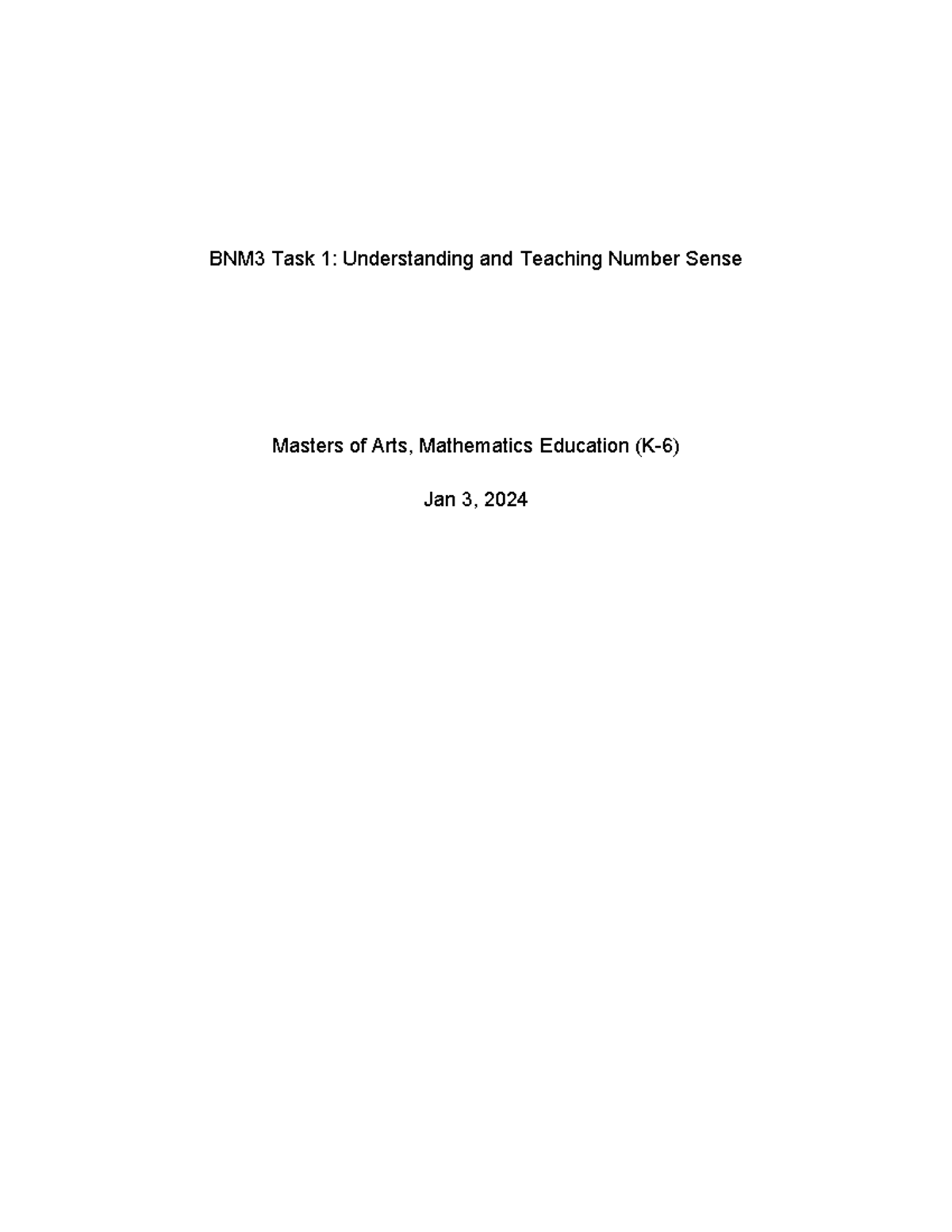 BNM3 Task 1 Understanding and Teaching Number Sense - Study your state ...