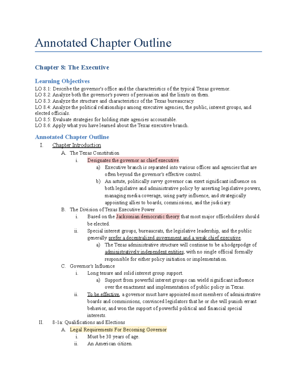 GOVT-2306 Chapter 8 - Annotated Chapter Outline Chapter 8: The ...