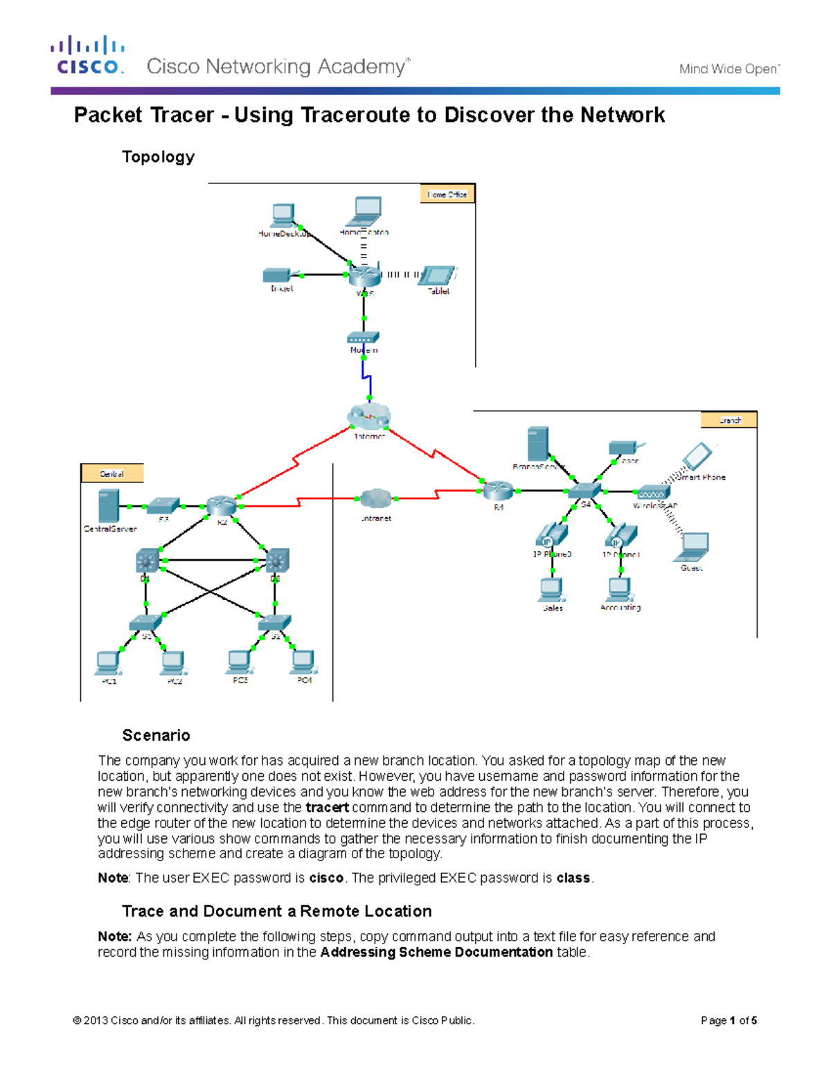 1 1 1 8 Packet Tracer Using Traceroute t - Topology Scenario The ...