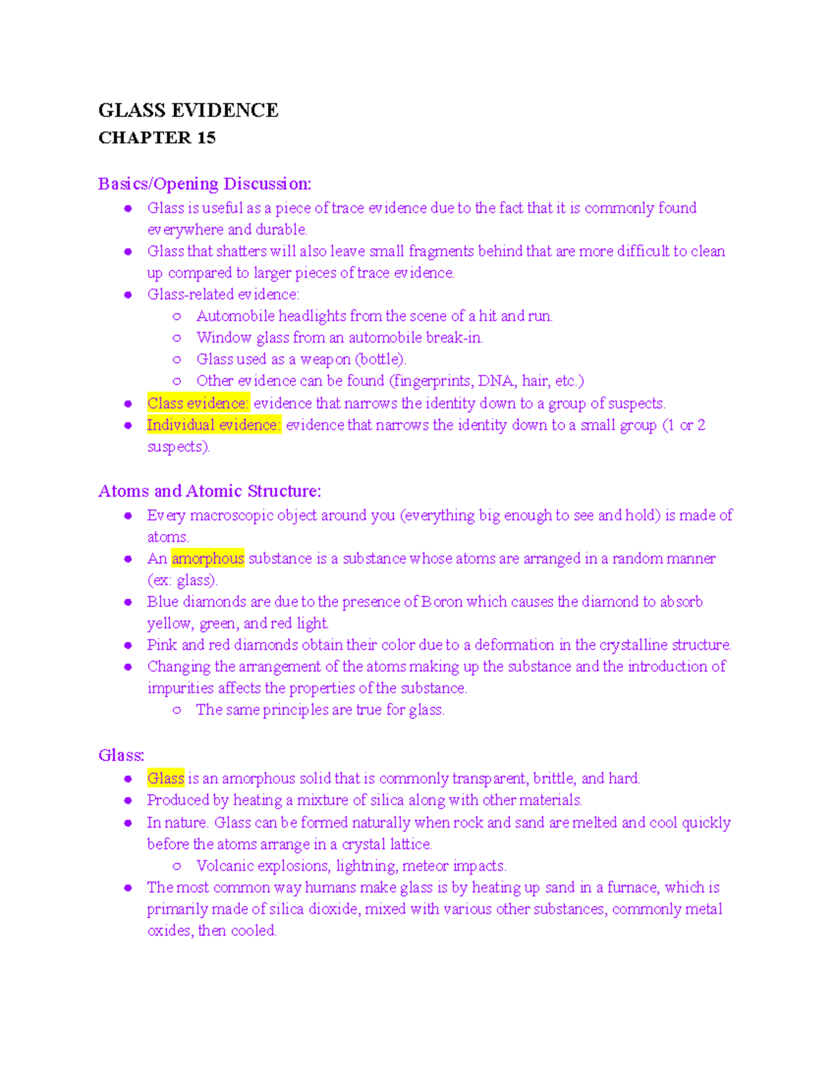 Physical Forensics Study Guide - GLASS EVIDENCE CHAPTER 15 Basics ...