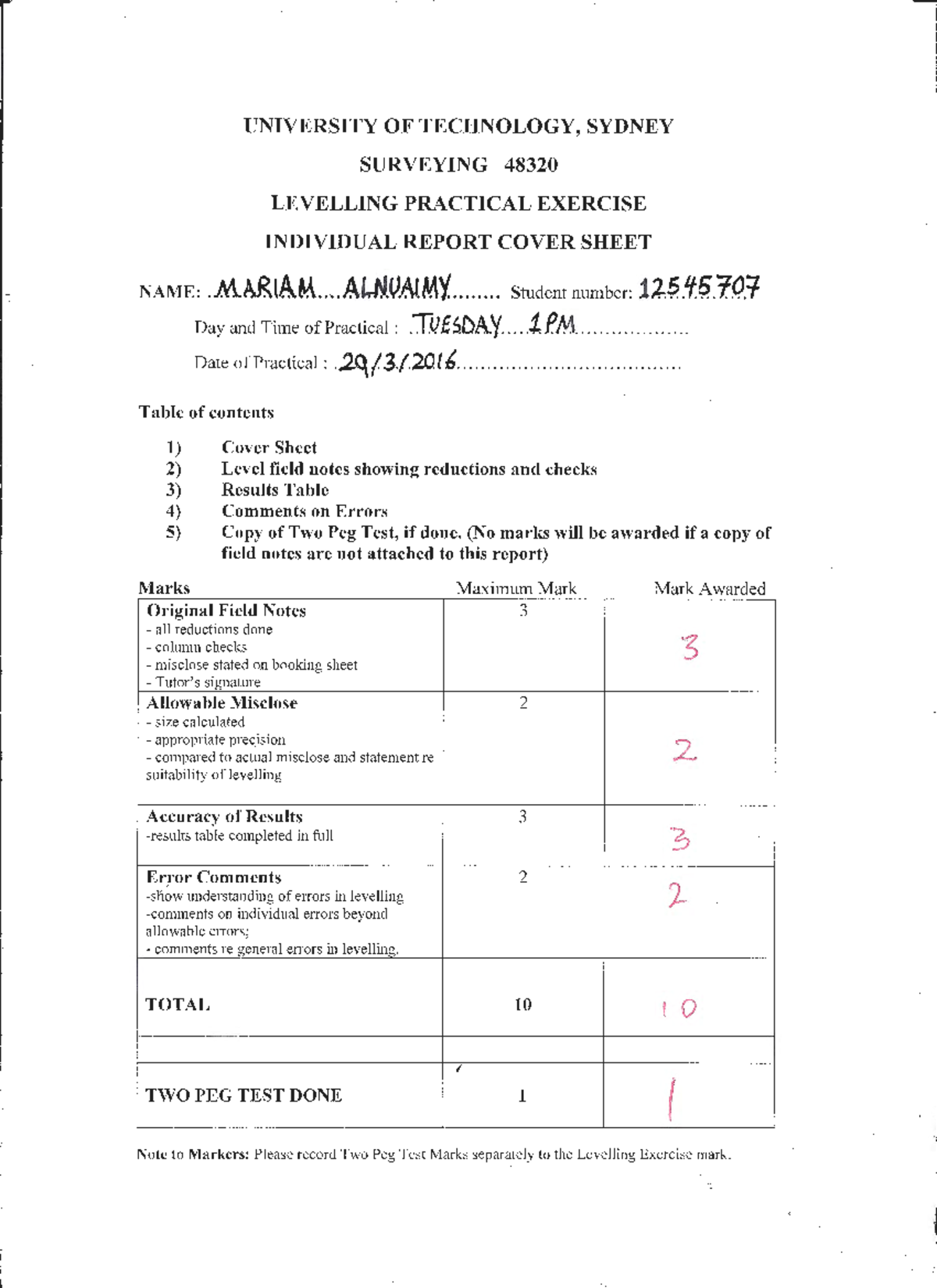01 Levelling Practical Exercise with Two Peg Test - l UNIVERSITY OF ...