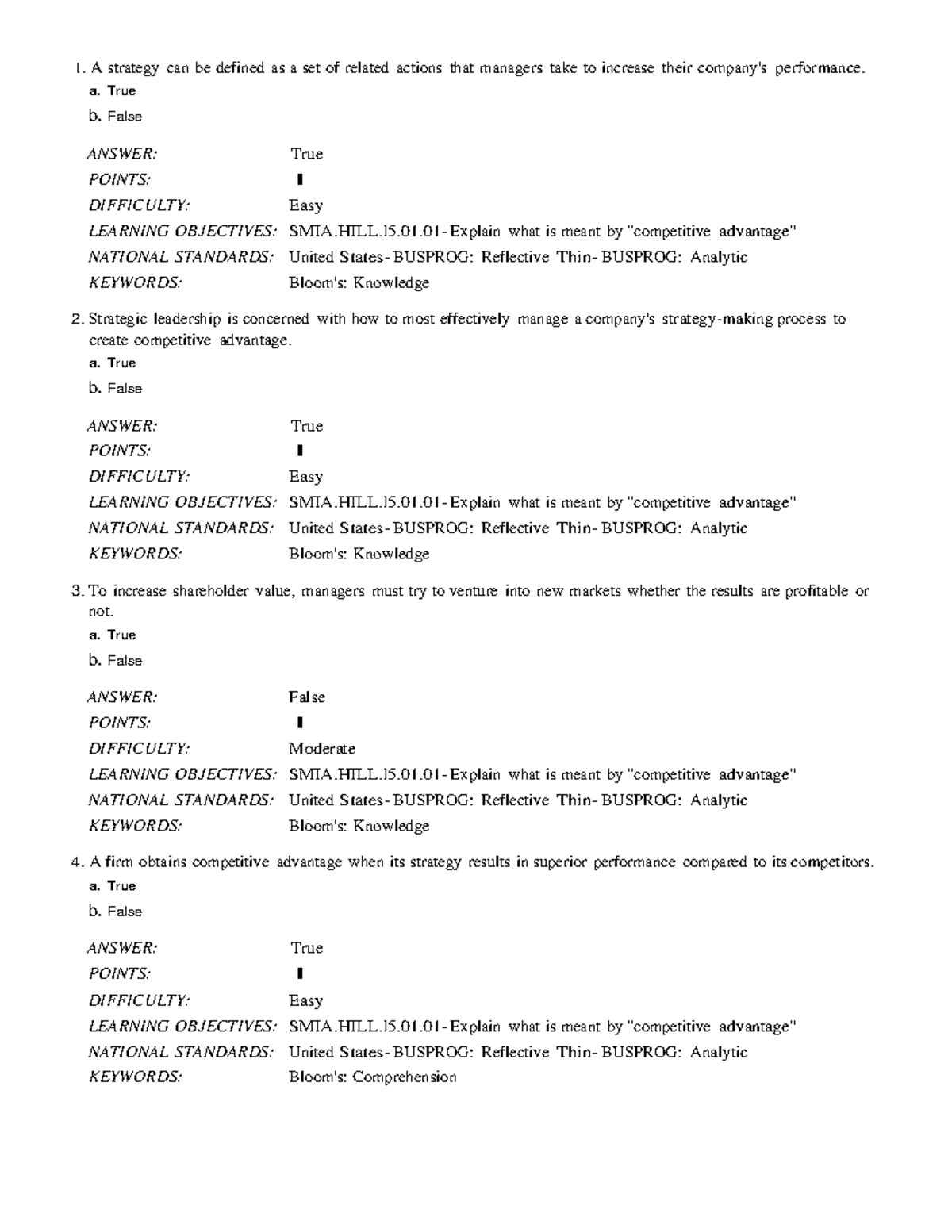 Exploring Strategy MCQ - A strategy can be defined as a set of related ...