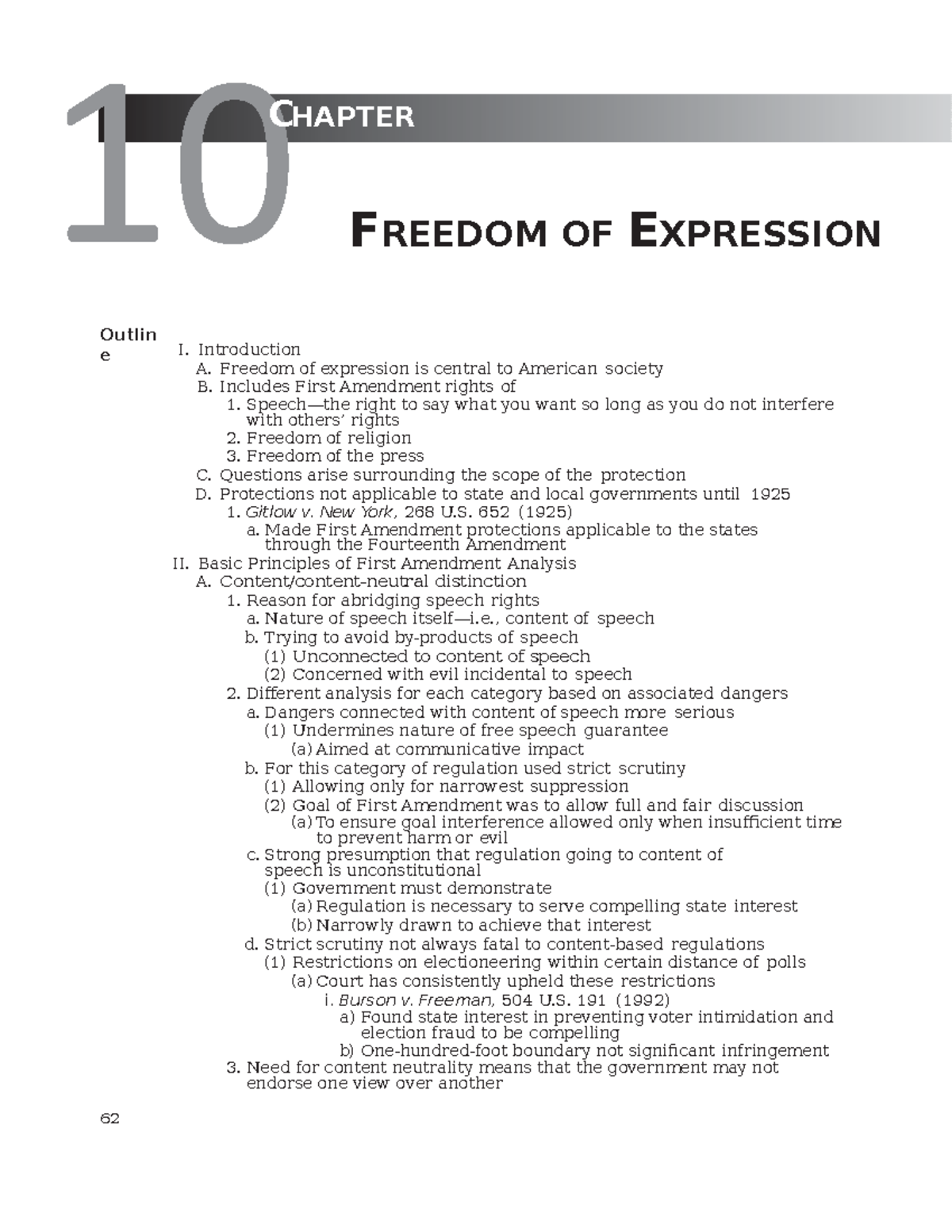 Ch10 Freedom of Expression - 10 CHAPTER FREEDOM OF EXPRESSION Outlin e ...