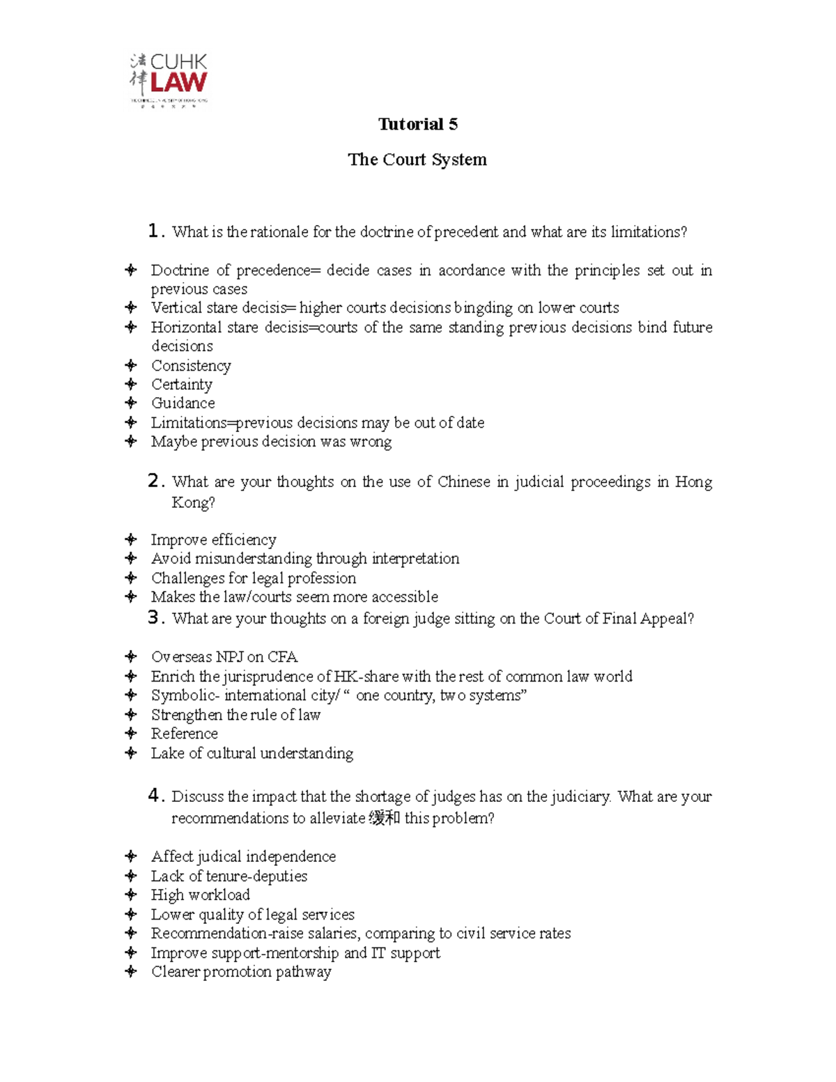 Tutorial 5 - The Court System - Tutorial 5 The Court System 1. What is ...