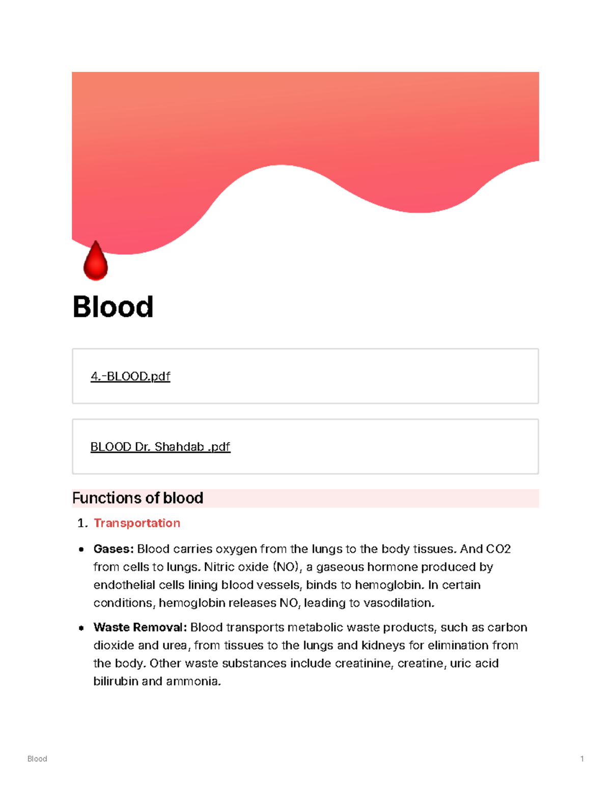 Physiology and Histology of Blood (Tortora) - 🩸 Blood 4. BLOOD BLOOD Dr ...