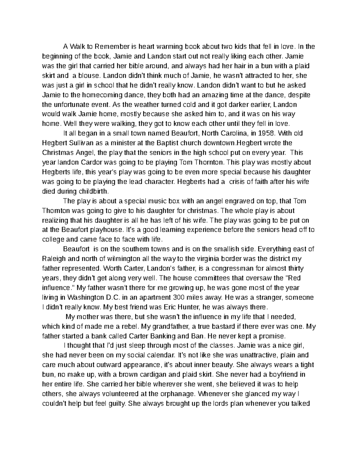 A Walk to Remember - Google Docs - A Walk to Remember is heart warming ...