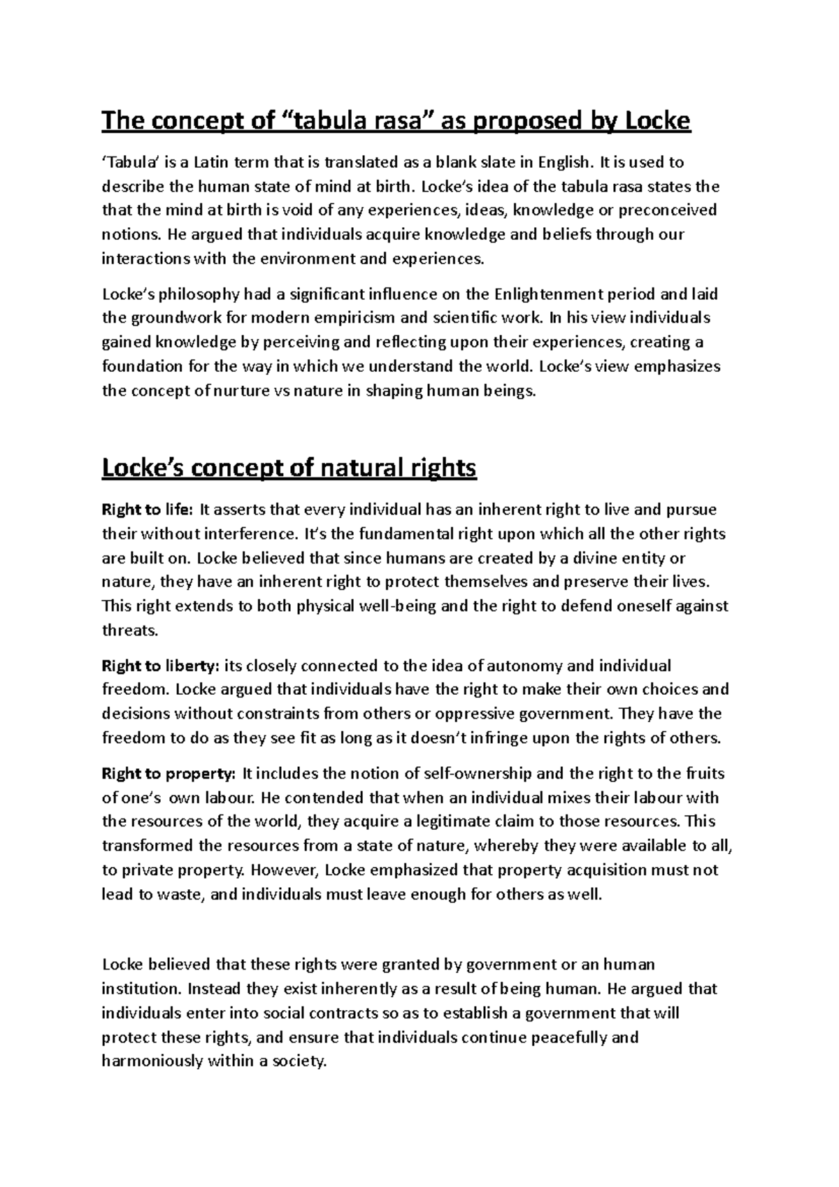 John Locke - The concept of “tabula rasa” as proposed by Locke ‘Tabula ...