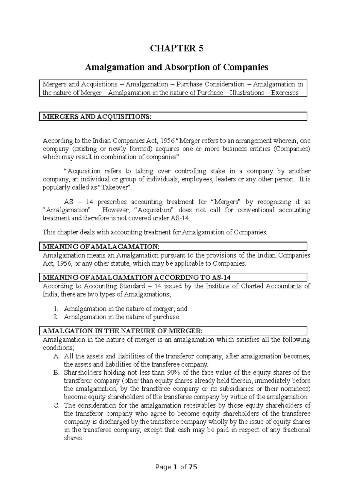 Amalgamation -WORD Document - CHAPTER 5 Amalgamation and Absorption of ...