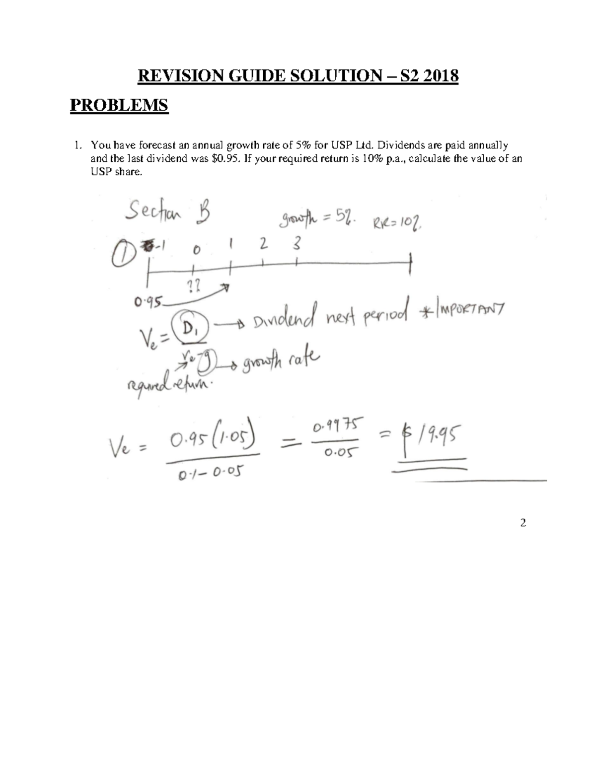 AF208 MST 2018 Revision Guide Solutions - REVISION GUIDE SOLUTION – S2 2018 PROBLEMS You have ...