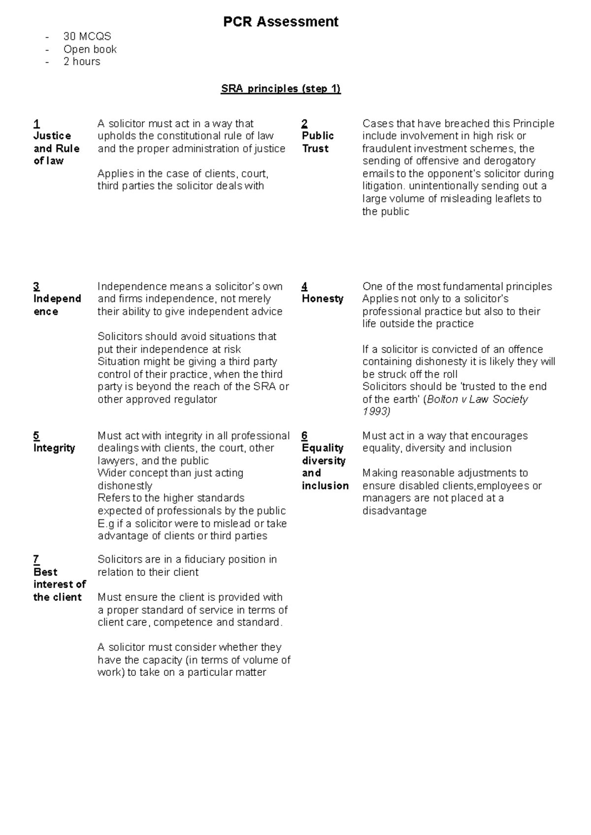 PCR consolidation-2 - PCR Assessment - 30 MCQS Open book 2 hours SRA ...