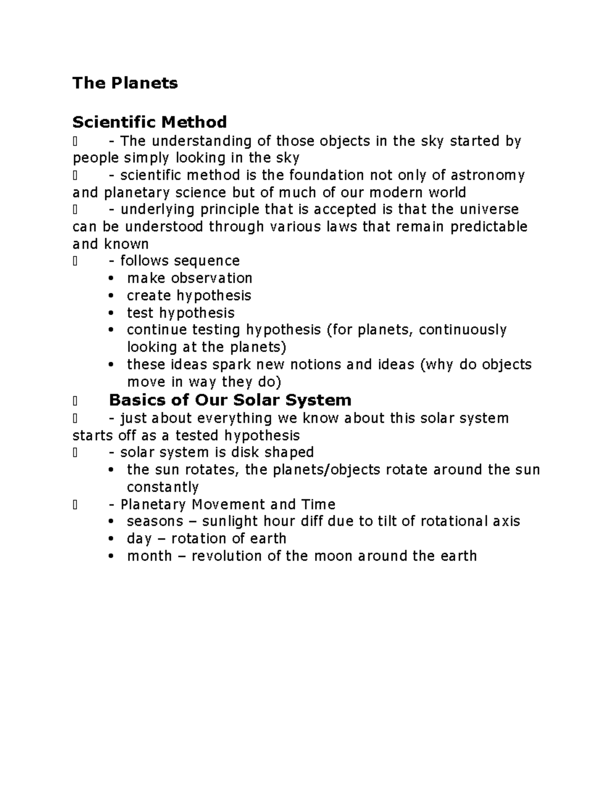 The Planets Notes - The Planets Scientific Method The understanding of ...
