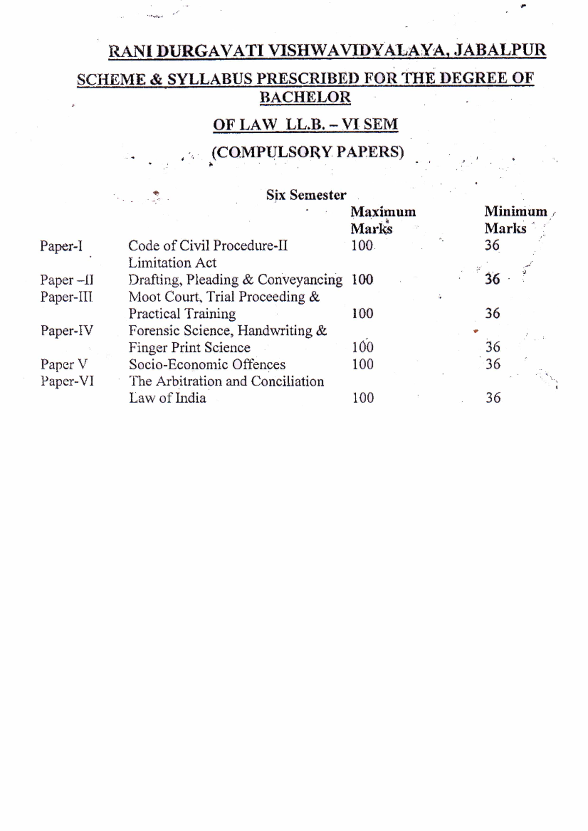 Llb semester 6 - syllabus - Administrative Law - Studocu