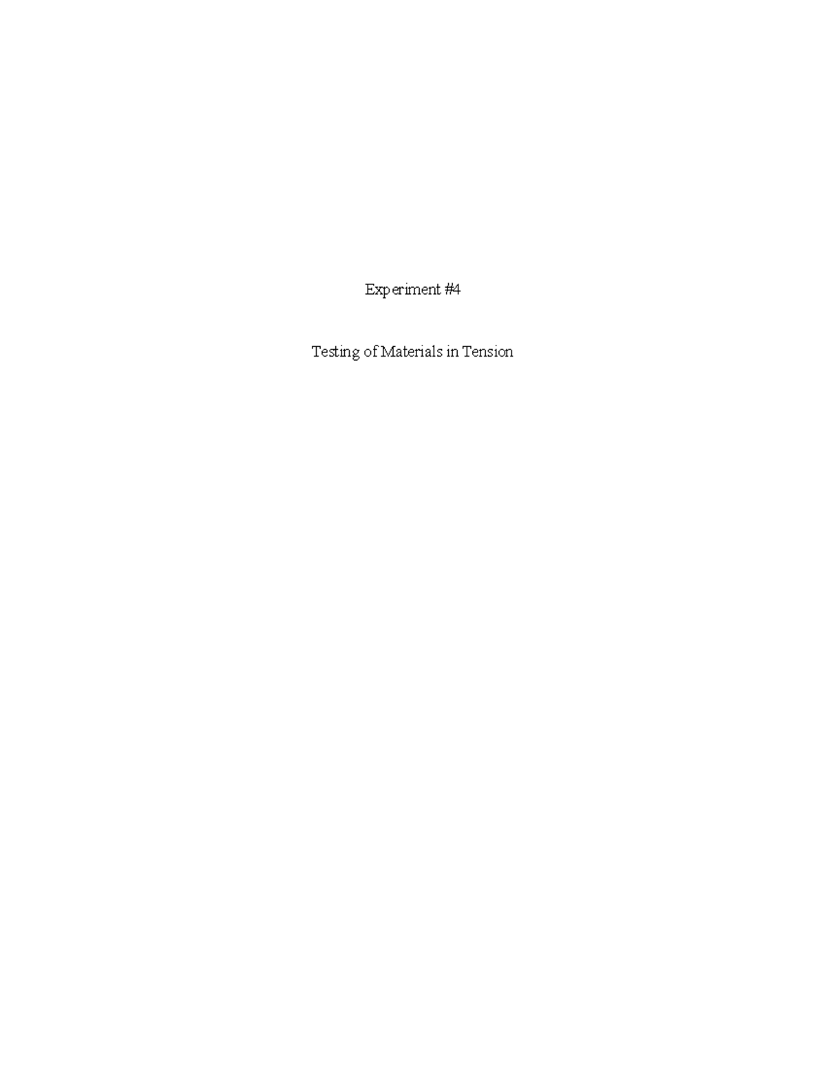 Mse 227 Lab Report Experiment 4 Experiment Testing Of Materials 7571