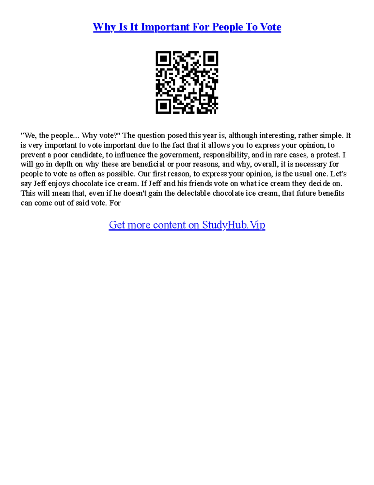 Importance Of Voting Essay - Why Is It Important For People To Vote "We ...