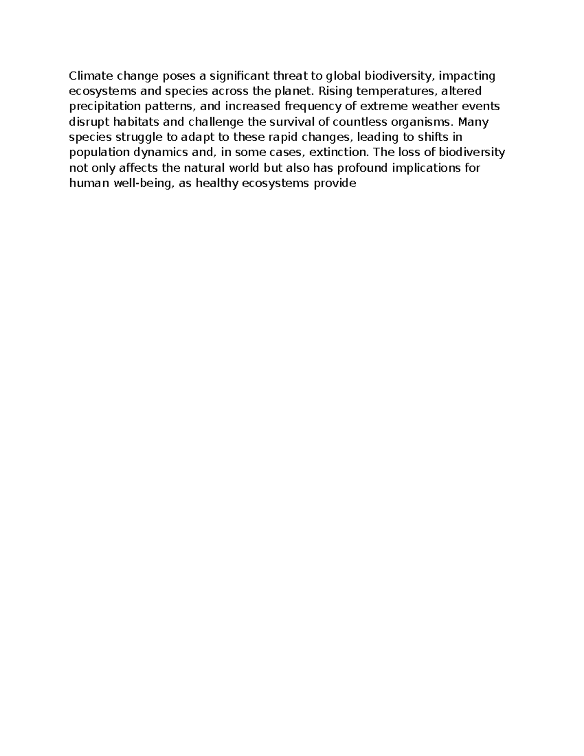 Climate Change - Rising temperatures, altered precipitation patterns ...