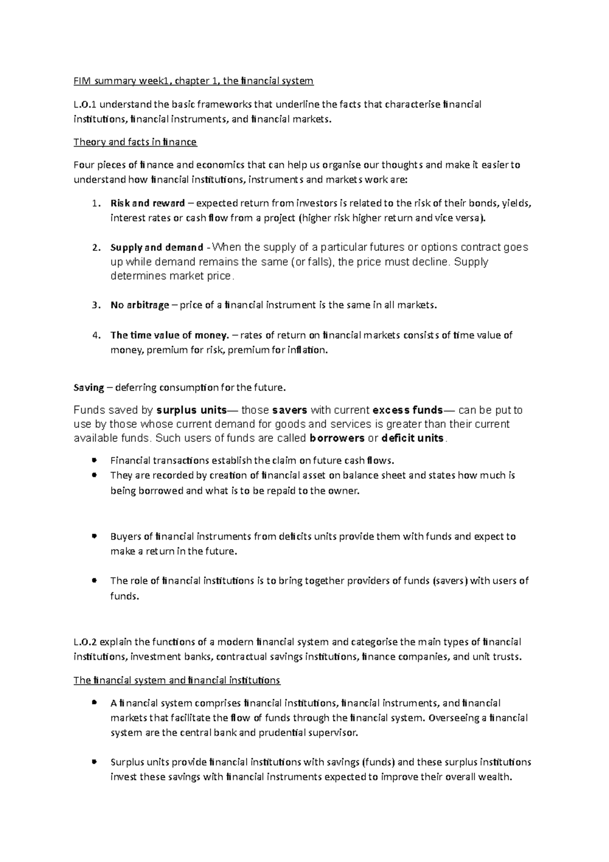 FIM summary week1 - Chapter 1 Notes - FIM summary week1, chapter 1, the ...