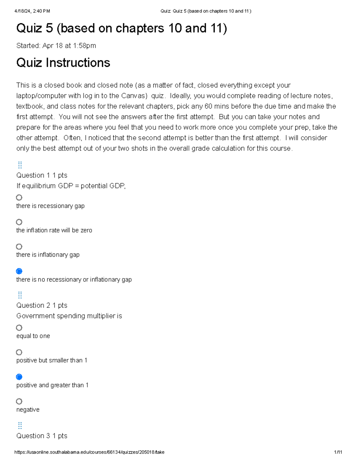 Quiz Quiz 5chapters 10 and 11A - Quiz 5 (based on chapters 10 and 11 ...
