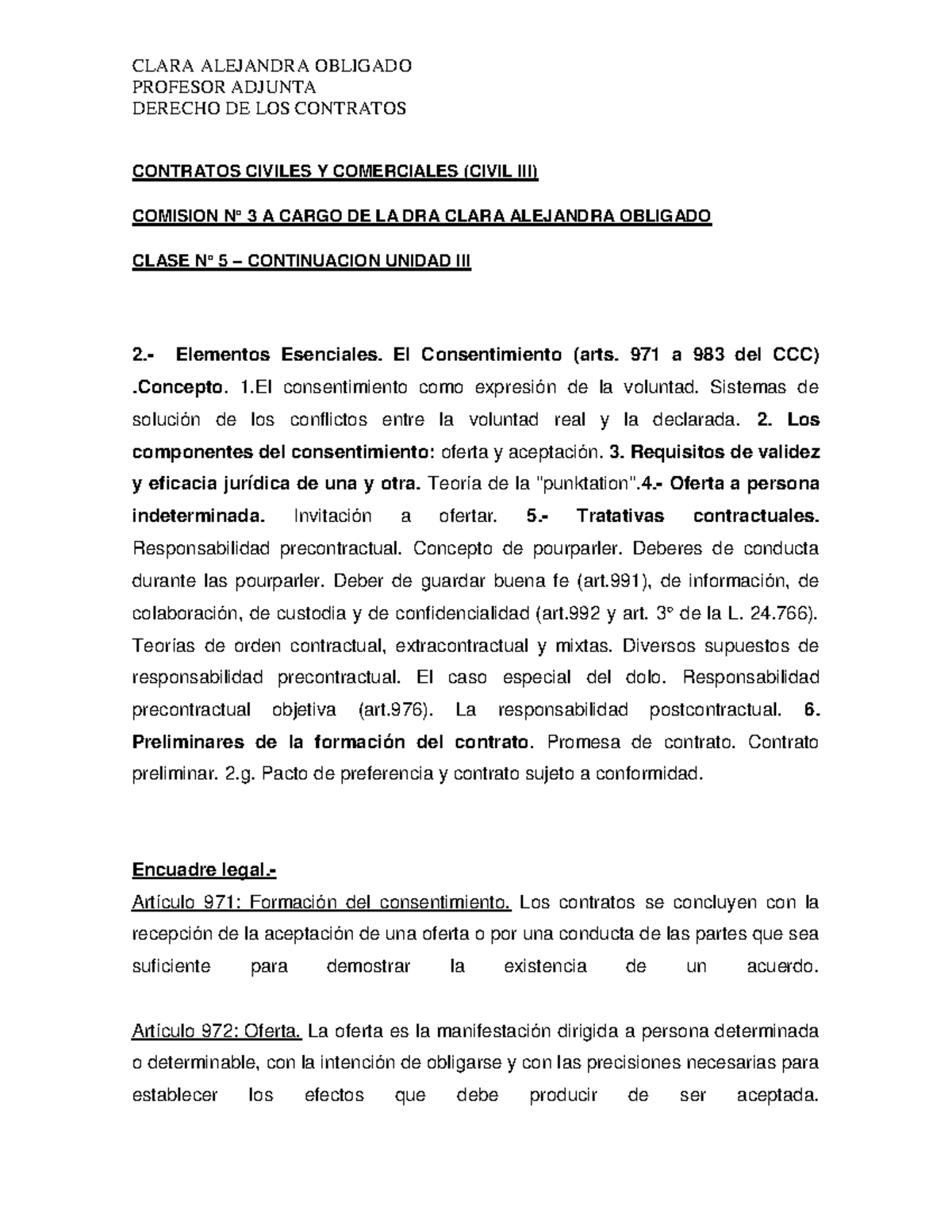 Clase N° 5 - Continuacion Unidad III - PROFESOR ADJUNTA DERECHO DE LOS CONTRATOS CONTRATOS ...