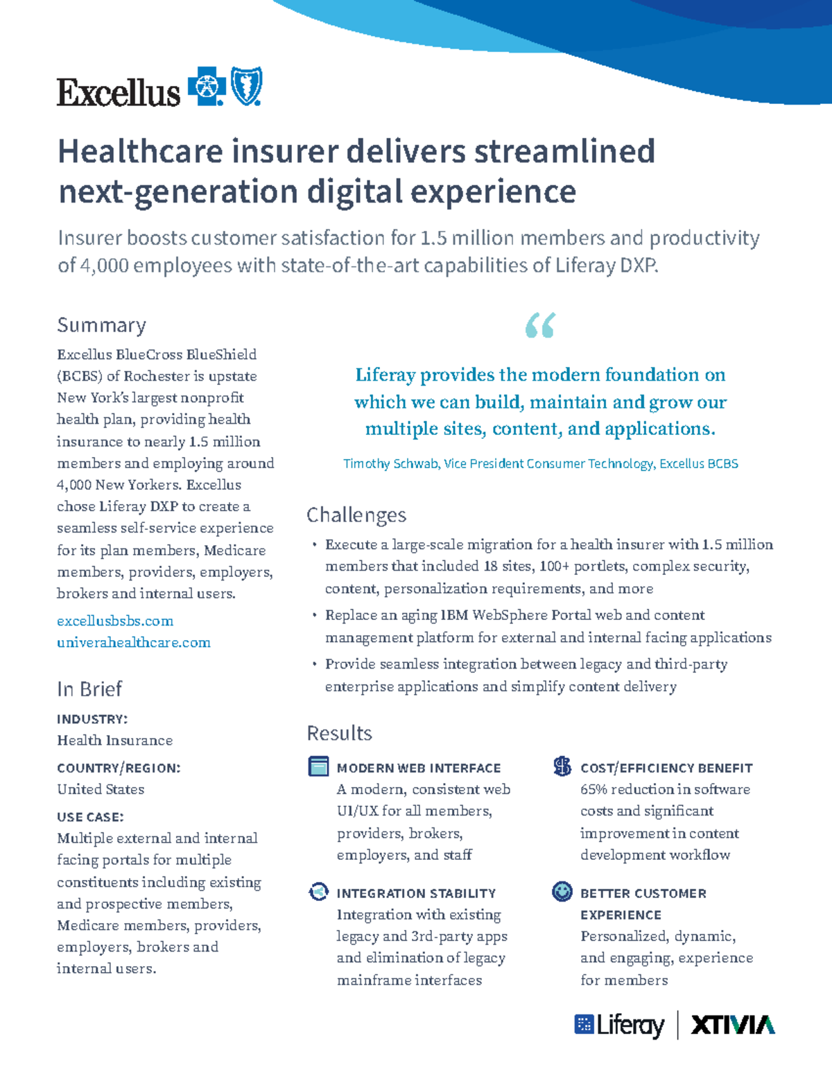 Excellus BCBS Xtivia Case Study Final - Liferay provides the modern ...