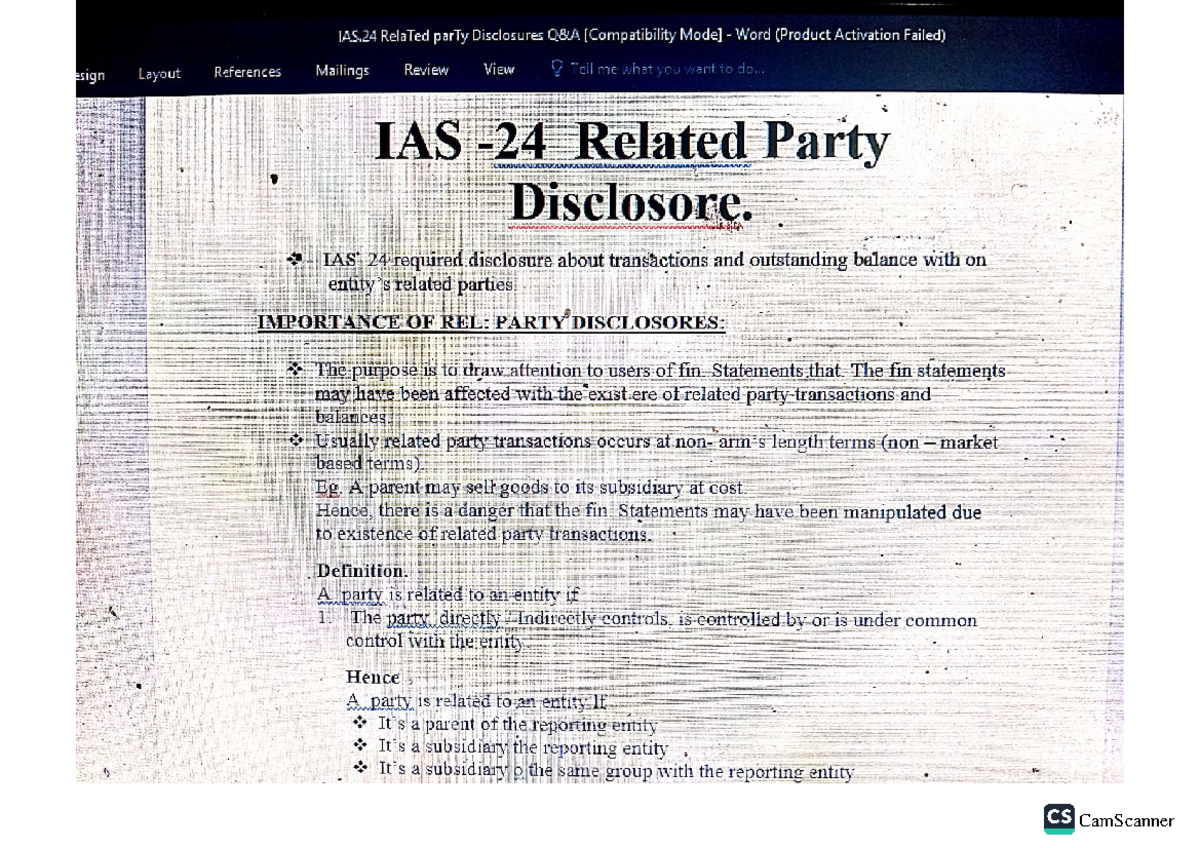 IAS.24 Related Party Q&A - Accounts - Studocu