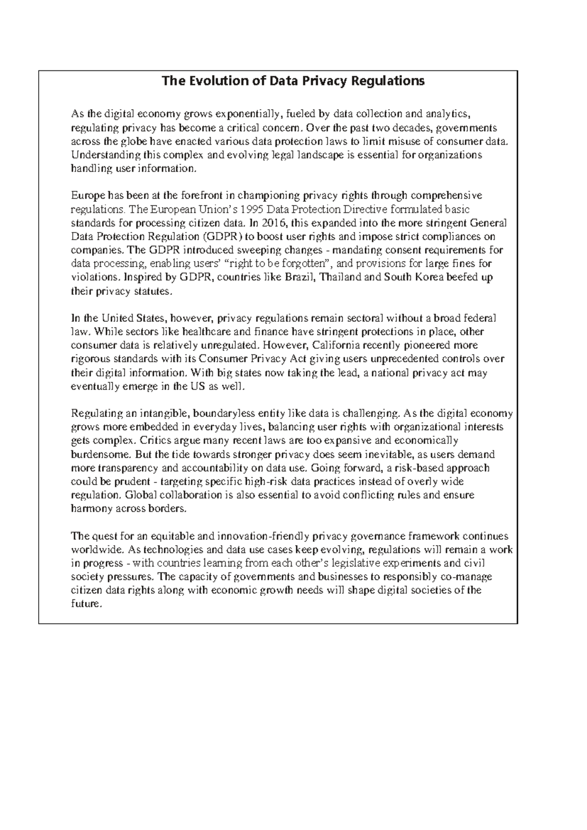 The Evolution of Data Privacy Regulations - Over the past two decades ...
