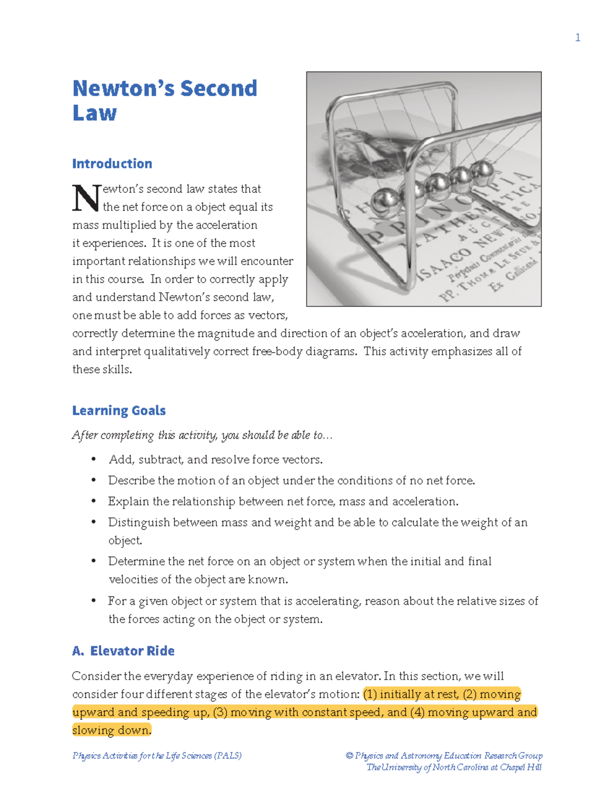 114-08 Newton 2nd - labwork - Physics Activities for the Life Sciences ...